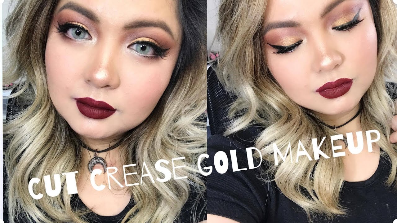 Gold Cut Crease Makeup Tutorial + GIVEAWAY closed - YouTube
