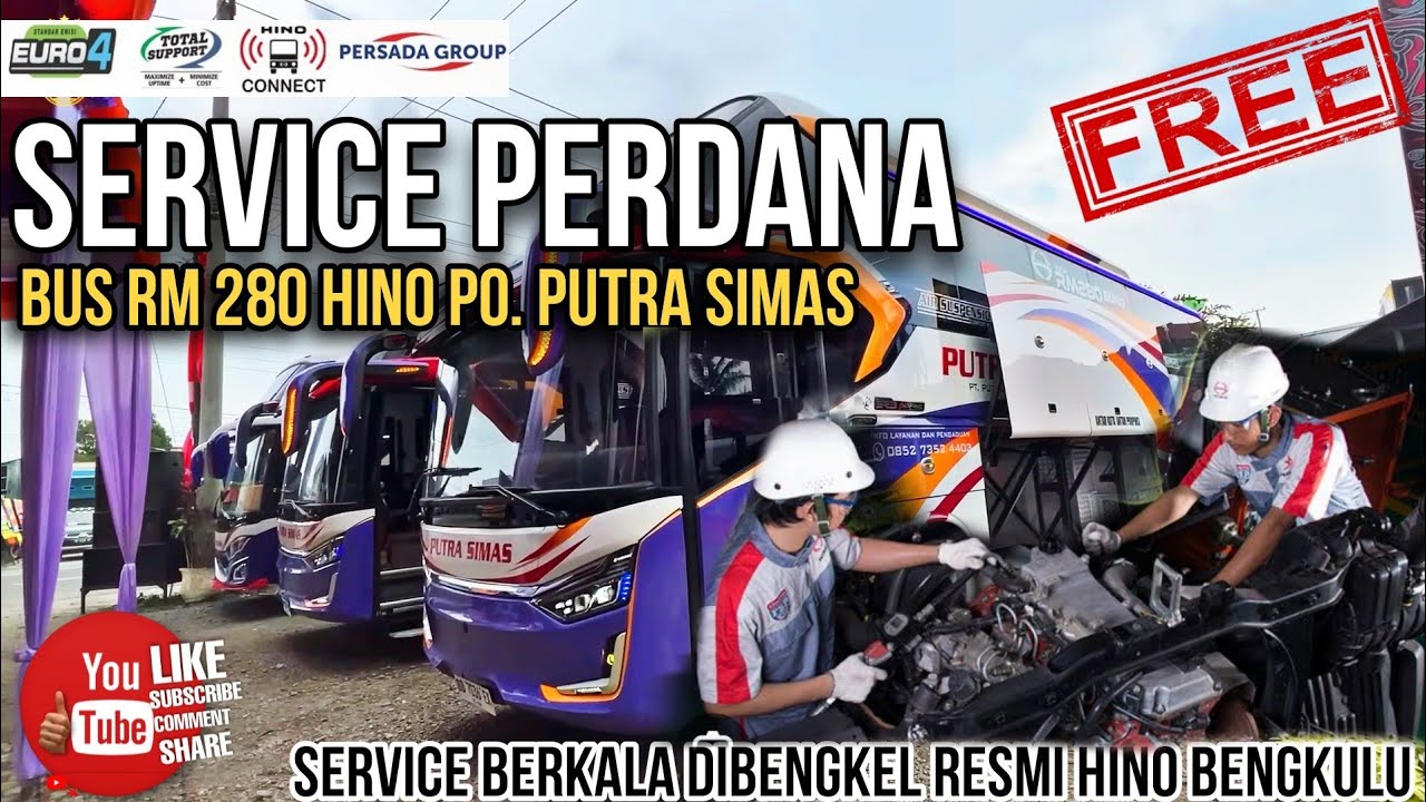 BUS RM 280 HINO PO. PUTRA SIMAS SERVICE PERDANA - YouTube