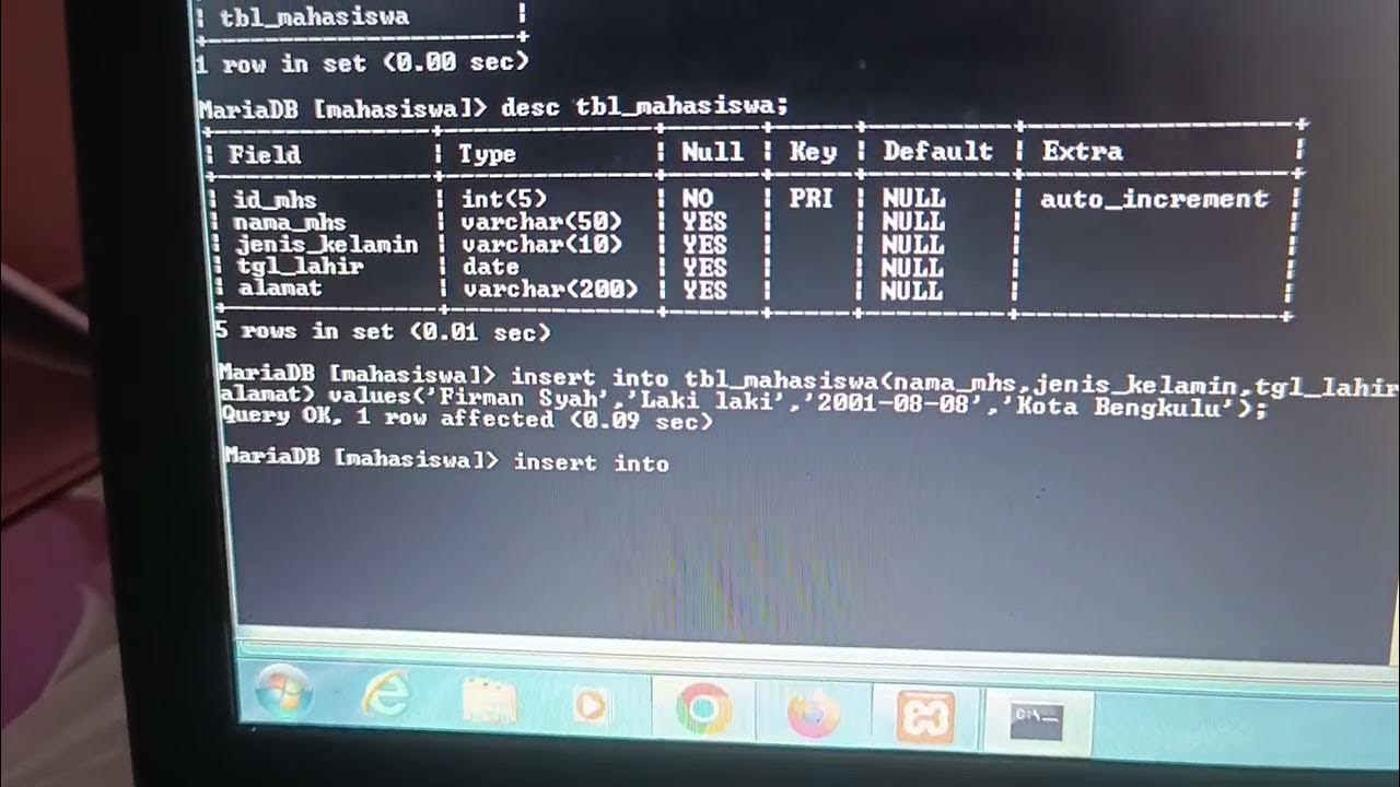 Cara Membuat Table Database di aplikasi Command Promt Dan MyPhpAdmind - YouTube