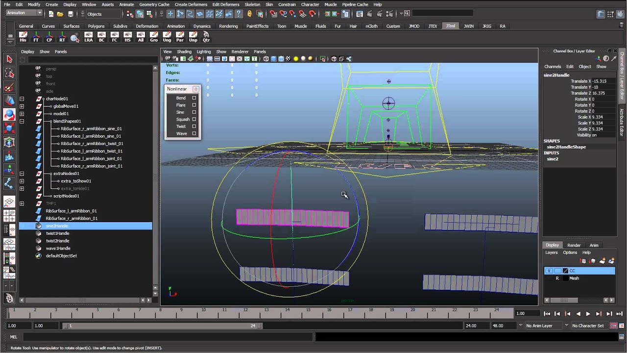 37 - Advanced stretchy ribbon arms (Cartoon character rigging series ...