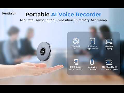 Kentfaith AI Voice Recorder | App Control | 134 Languages AI Transcribe | ummarize & Mind-map