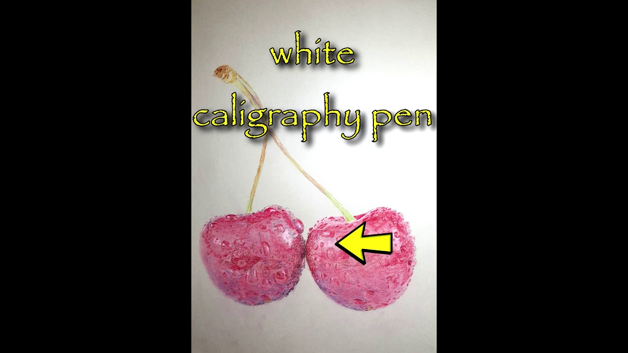 Steps To Draw a Realistic Red Cherry Artwork | Color Pencil & Pen ...