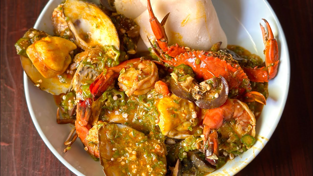 How to make seafood okro /easiest way to make seafood okro recipe - YouTube