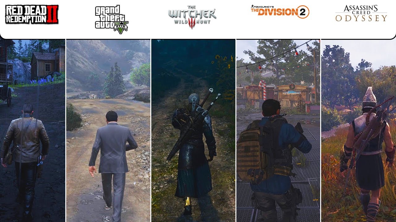 Top 5 Triple A Open World Games Outstanding Rain Comparison - YouTube
