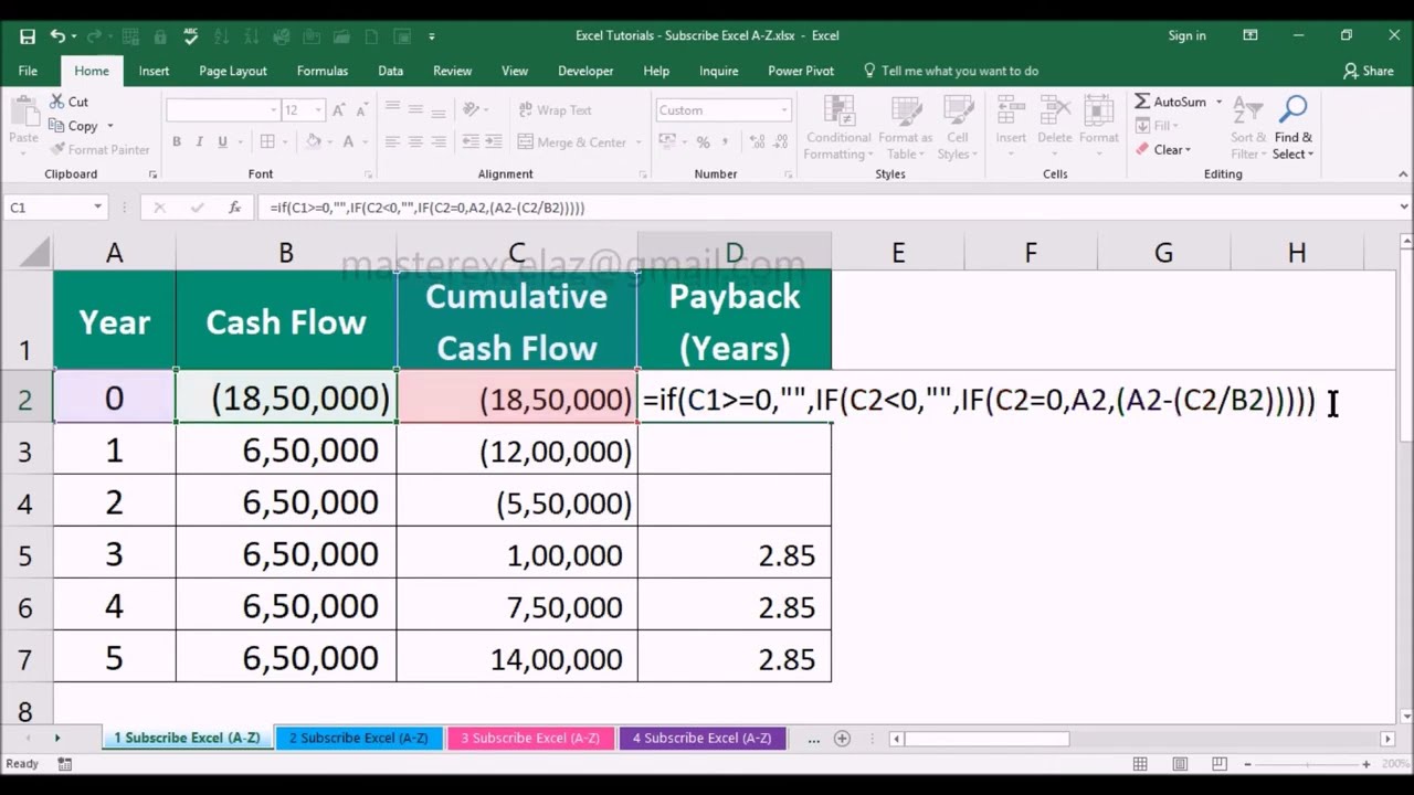 Payback Period Calculation Using Formula In Excel YouTube payback-period-calculation-using-formula-in-excel-youtube