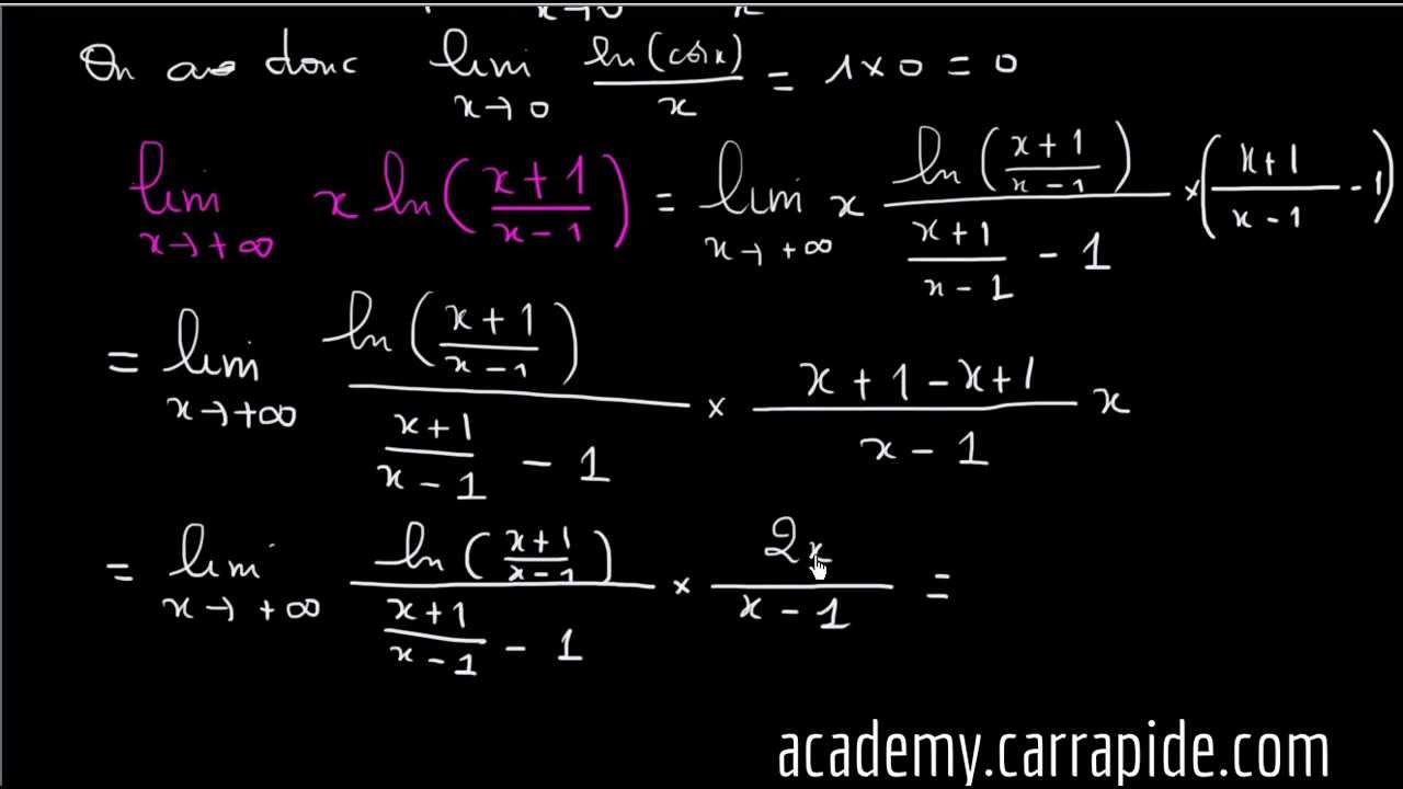 Exercices Calcul De Limites Avec La Fonction LN Terminale S YouTube