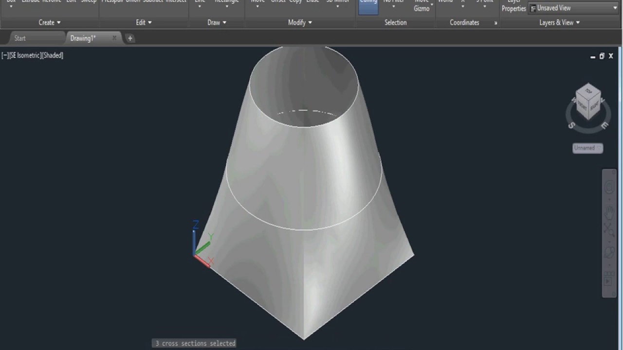AutoCAD 2018 Tutorial for Beginners #46 HOW TO USE LOFT COMMAND IN ...