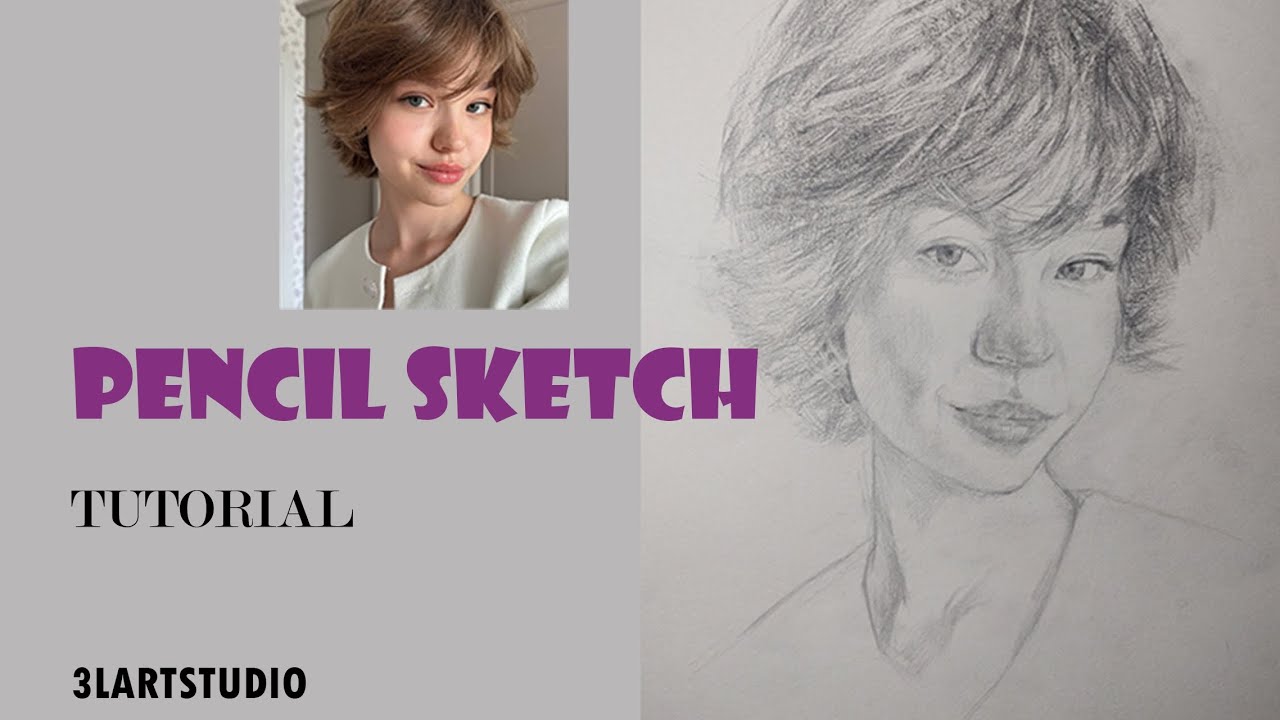 Pencil sketch, the drawing process - YouTube