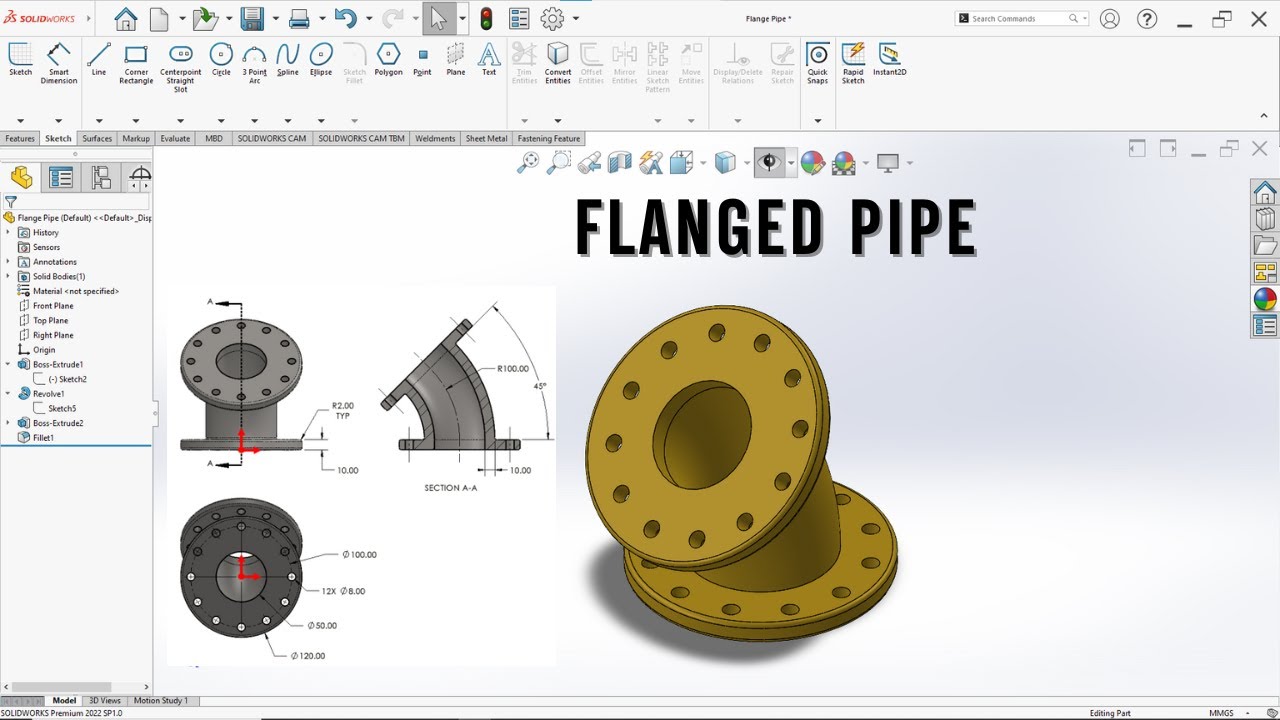 Master Flanged Pipe Modeling in SolidWorks | Full Step-by-Step Guide ...