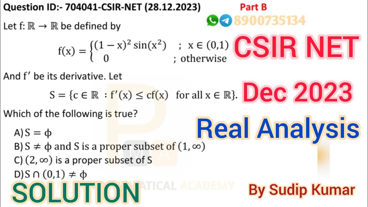 Csir Net December 2023 Mathematics Solution Csir Net Dec 23 Real Analysis Solution Q Id
