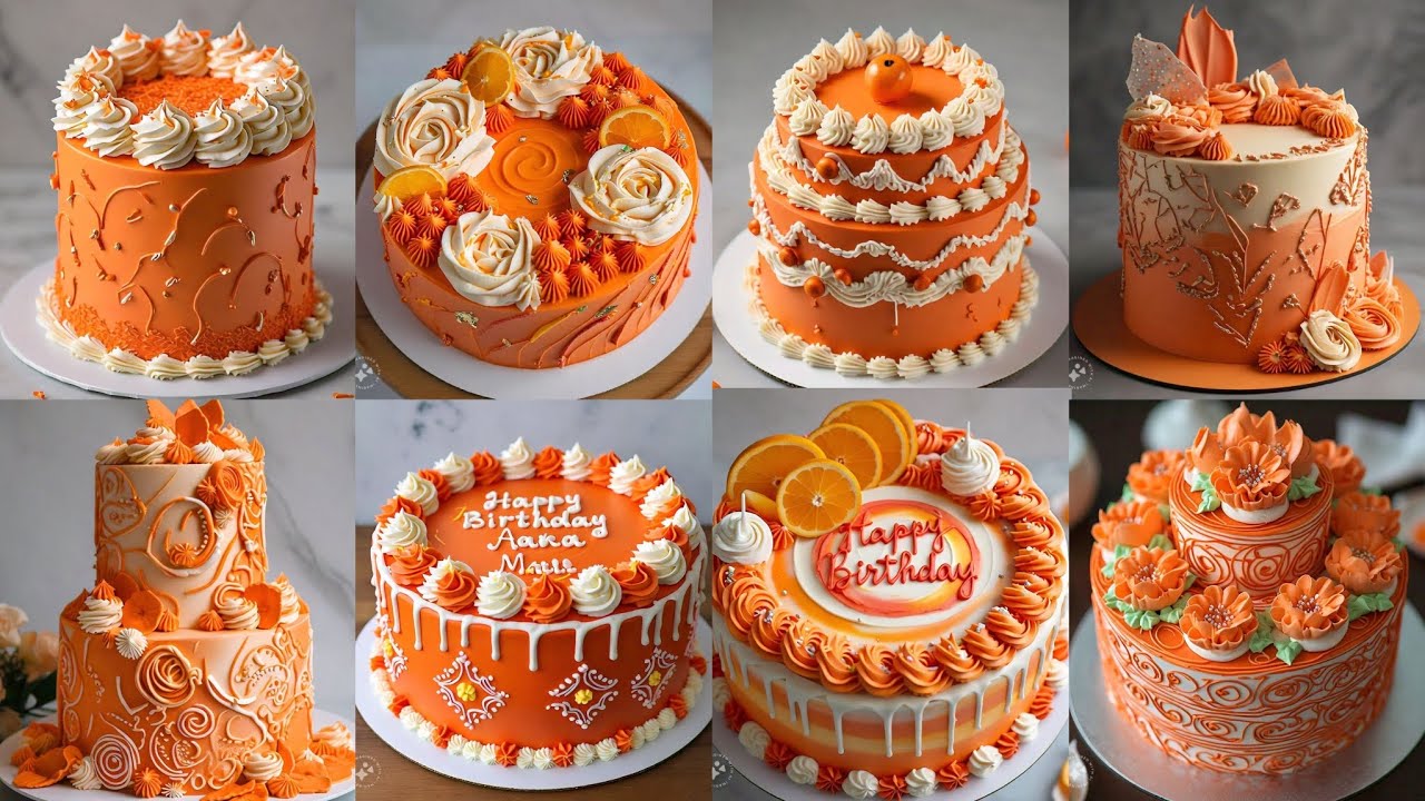 Orange Colour Birthday Cake Designs Ideas/Unique Birthday Cake ...