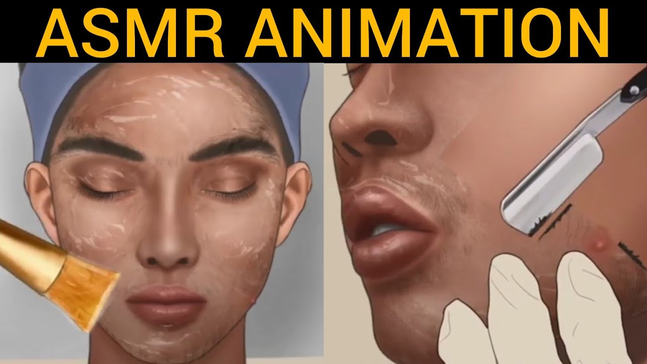 ASMR Relaxing Woman Face Shaving & Skin Care Animation Satisfying video ...