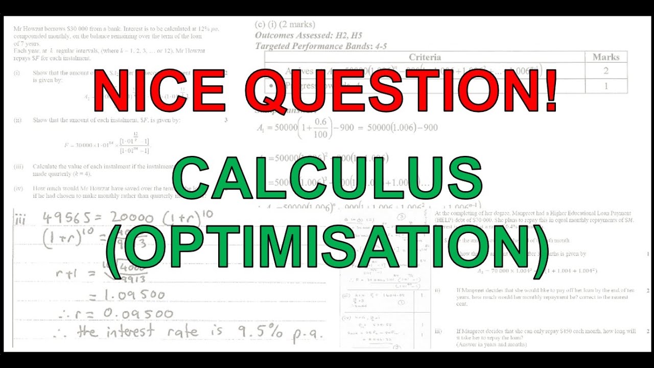 HSC Year 12 Advanced (2U) - Nice Question! - Calculus - Optimisation - YouTube