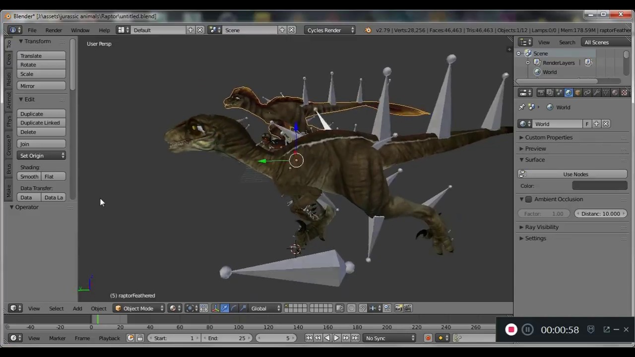 Raptors in blender - YouTube
