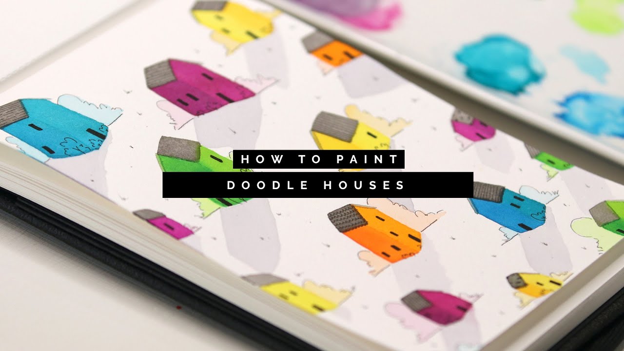 How to Paint Cozy Doodle Houses - YouTube