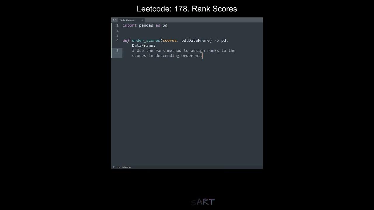 Leetcode 178 Rank Scores In Python Python Leetcode Python Coding 2439