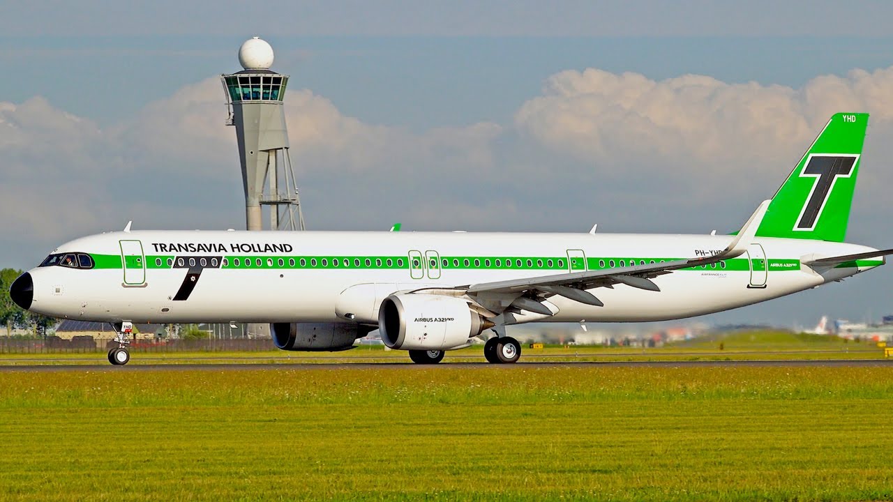 [4K] BRAND NEW TRANSAVIA HOLLAND RETRO A321NEO! First landing and take ...