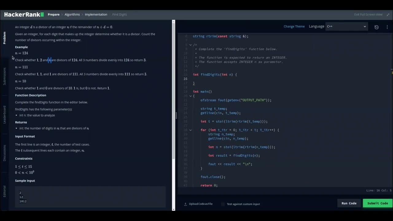 Hackerrank Find Digits Youtube