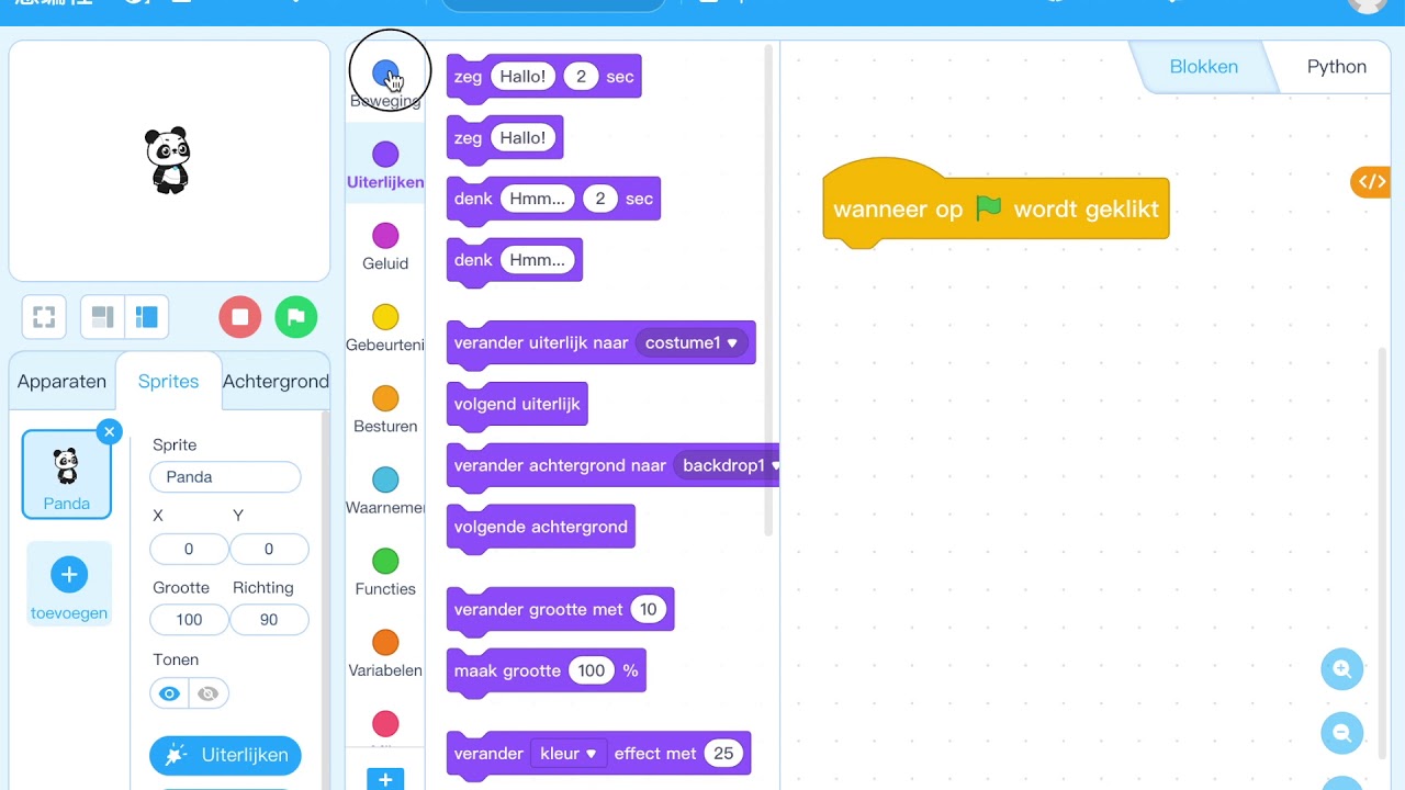 mBlock sprite activeren en blokken slepen - YouTube