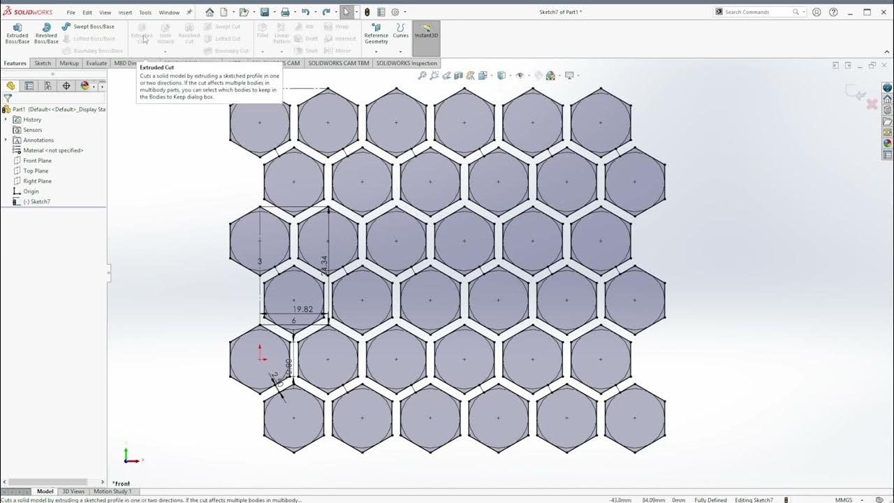 Solidworks Hexagon Array Tutorial - YouTube