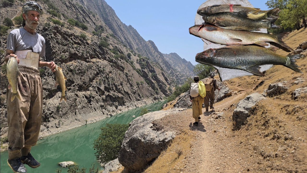 🎣🎏Spectacular adventure on the Khersan River | Nomadic fishing with ...