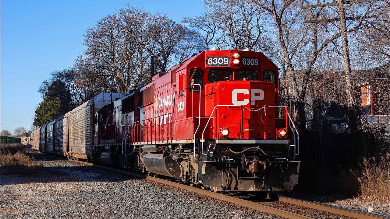 (CPR EMD SD60 Duo!) CPKC Train H17-12 South at Weston with CP 6309 & CP 6307 (12/13/2024) - YouTube
