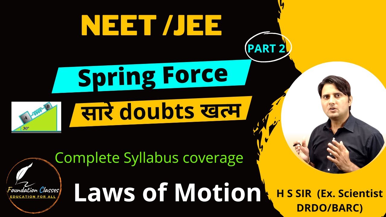 Spring Force Part 2 | Laws of motion | NLM| NEET JEE Class 11 physics ...