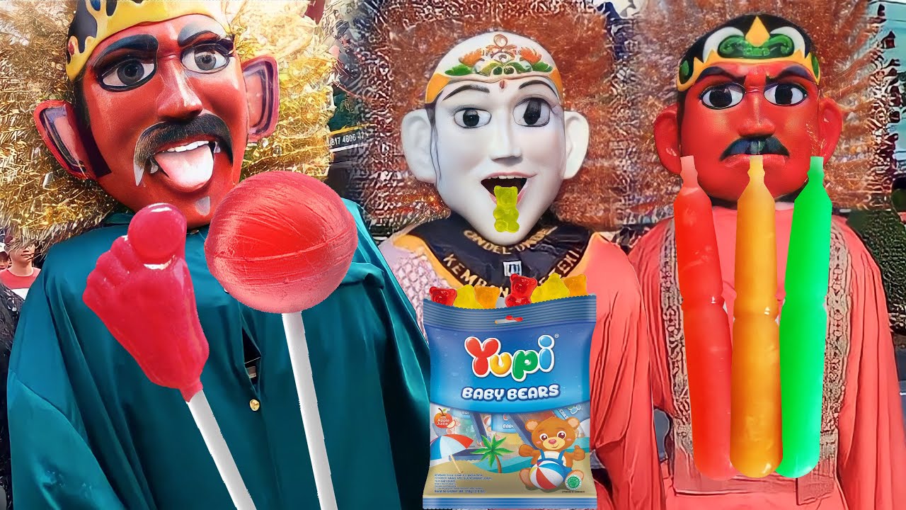 LUCU! ONDEL ONDEL MAKAN LOLIPOP, NANGIS MINTA PERMEN YUPI DAN ES KIKO ...