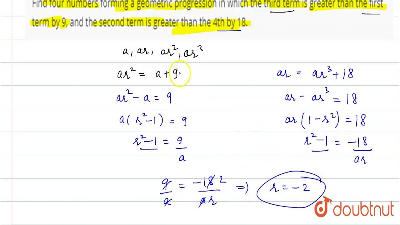 Find four numbers forming a geometric progression in which the third ...