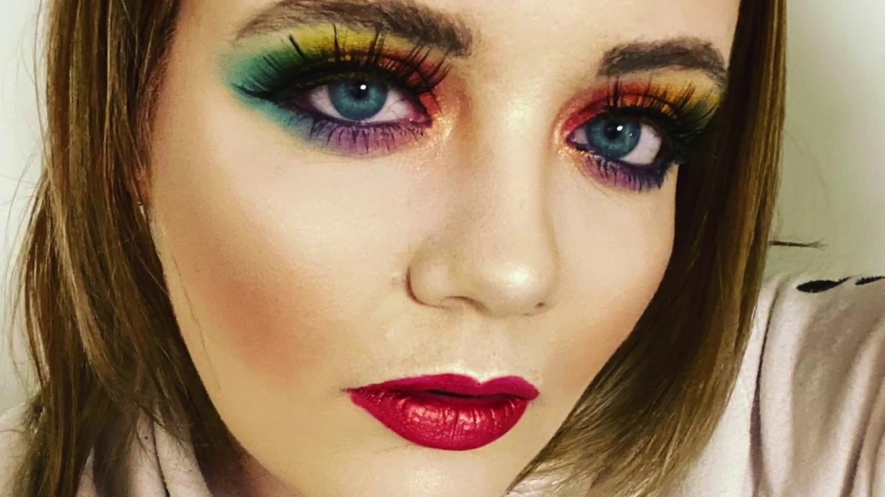 Rainbow eye look :D - YouTube