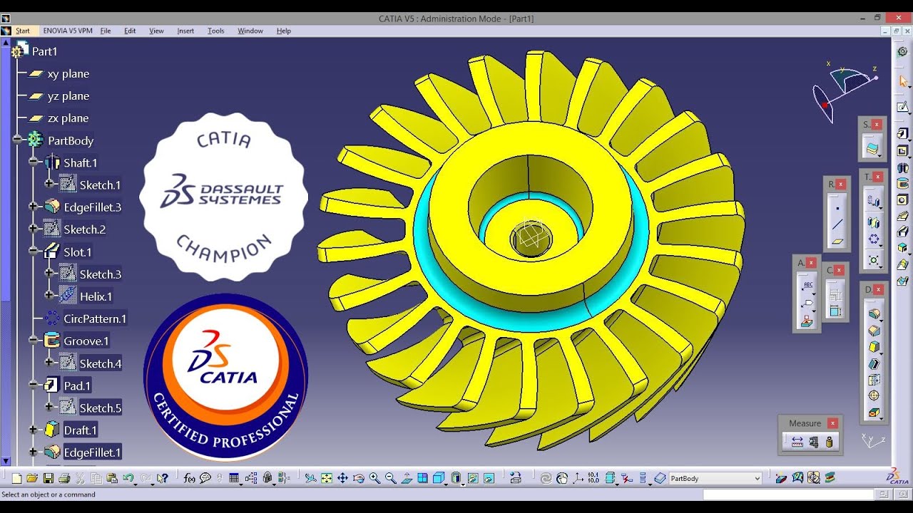 How to create a mechanical part using CATIA Part Design 79 - YouTube