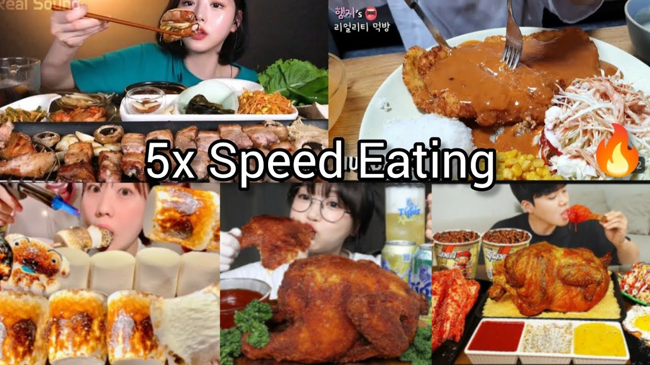 5x Speed Eating Sound | BEST COMPILATION | ASMR MUKBANG | Satisfying ...