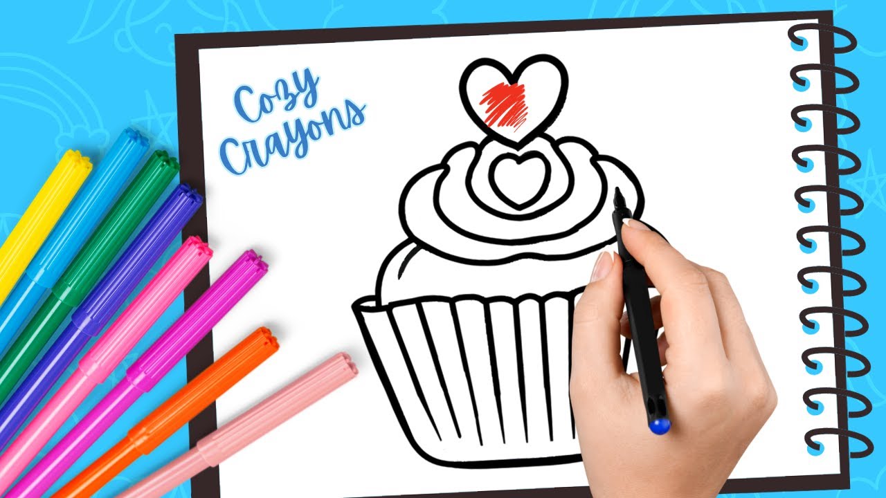Drawing, Painting and Coloring a Cute CupCake - Art Lessons and Ideas ...