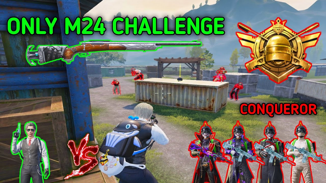 🔥 4 CONQUEROR PRO PLAYER VS ME 😱 | ONLY M24 🥵 | SAMSUNG,A4,A5,A6,A7,J5 ...