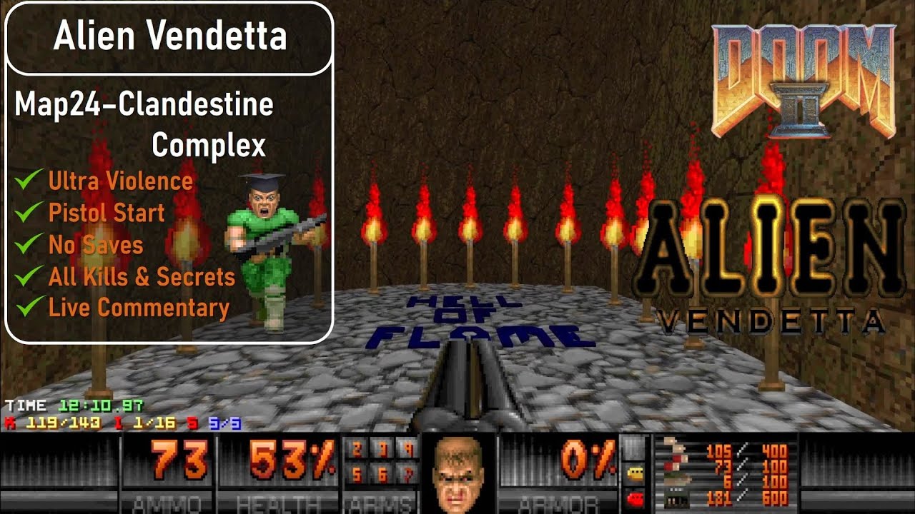 Alien Vendetta Map24 - Clandestine Complex [Doom 2, UV, Pistol, 100% ...