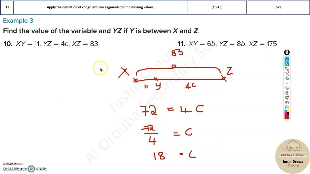 G9Adv 13 Apply the definition of congruent line segments to find missing values - YouTube