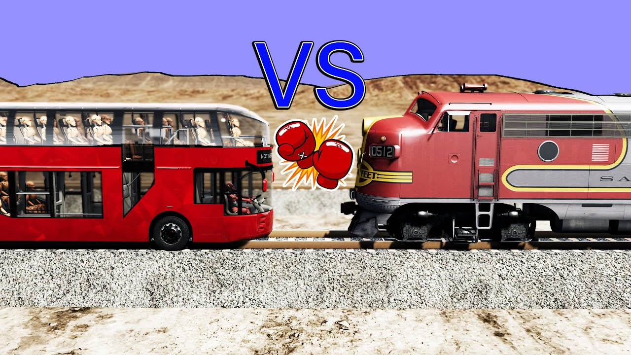 Train Vs Double Decker Bus - BeamNG Crash Test - YouTube