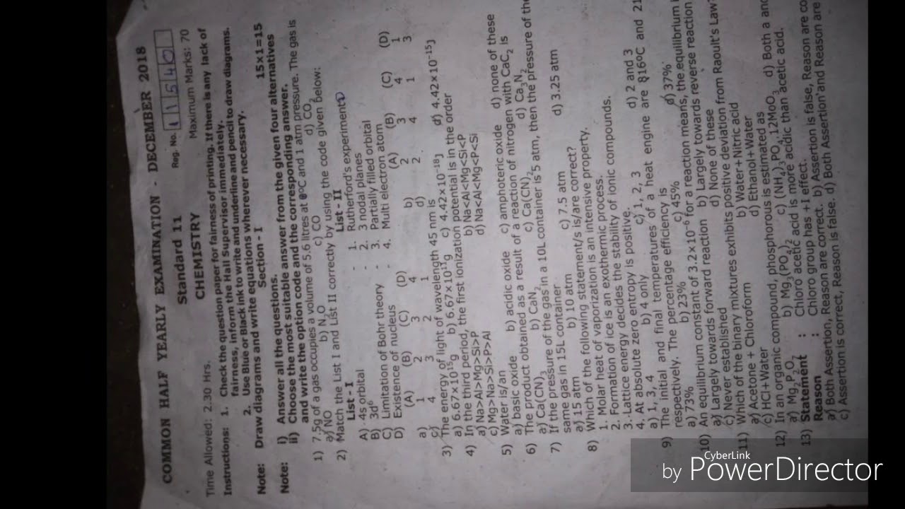 11th Chemistry Half Yearly Question Paper YouTube 11th-chemistry-half-yearly-question-paper-youtube