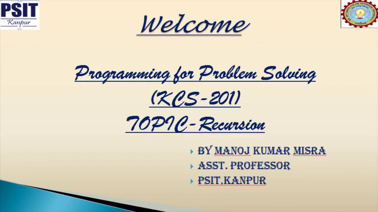 Recursion by Manoj Kumar Mishra - YouTube