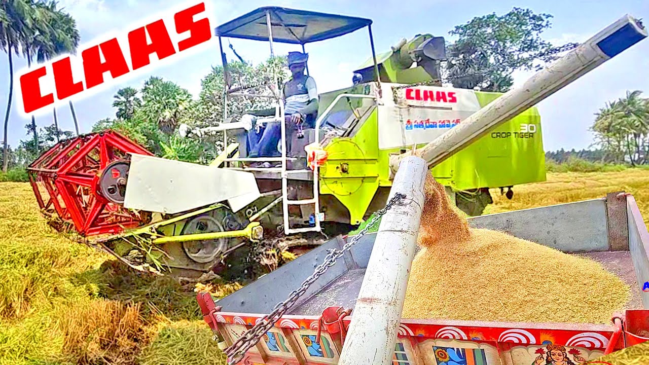 Excellent CLAAS 30 Crop Tiger Harvester Machine | SWARAJ 843 XM Tractor ...