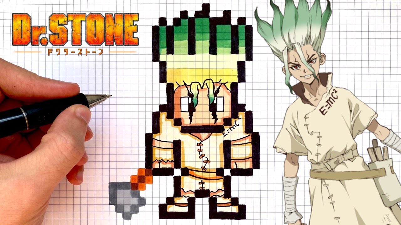 COMO DIBUJAR SENKU PIXEL ARTE - DR STONE - YouTube