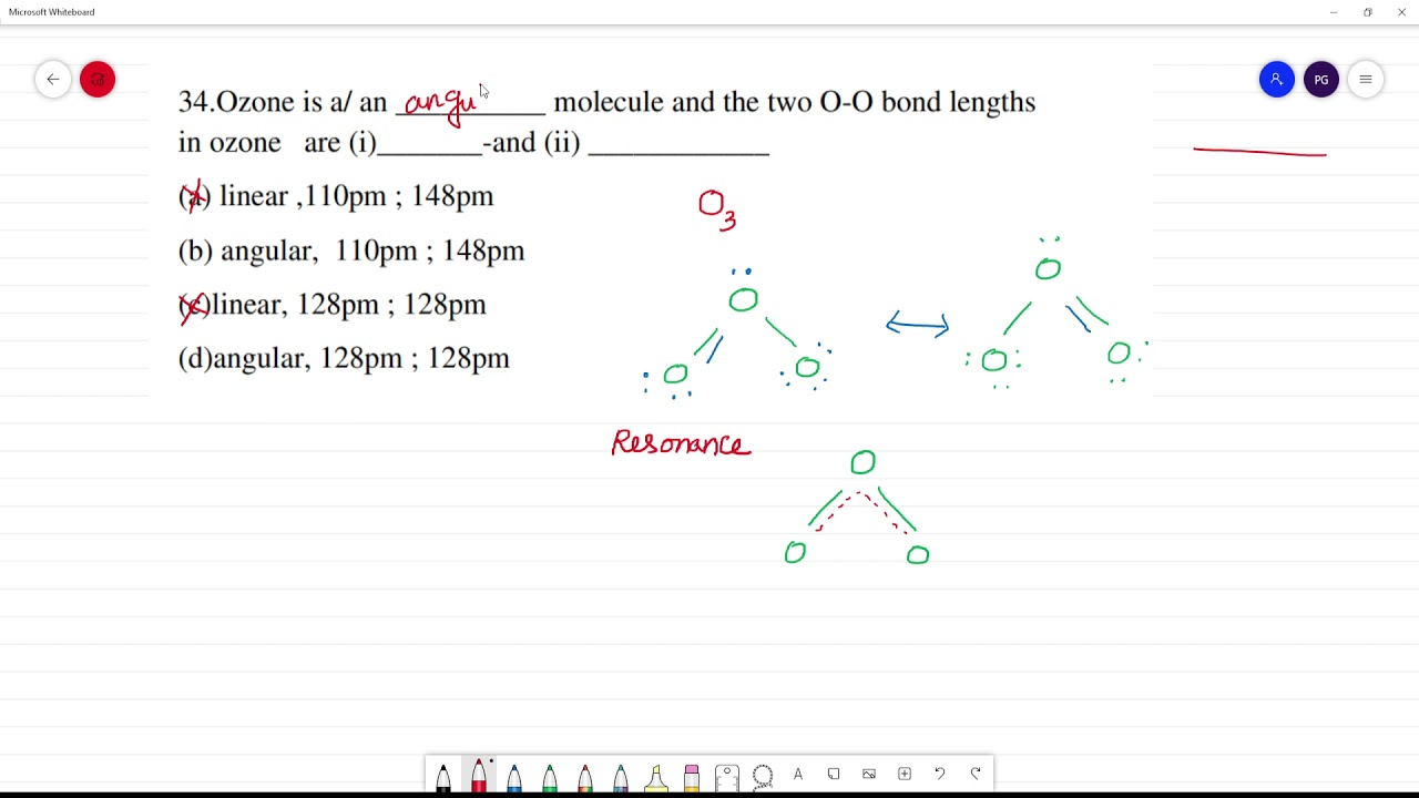 Ozone is a/ an __________ molecule and the two O-O bond lengths in ...