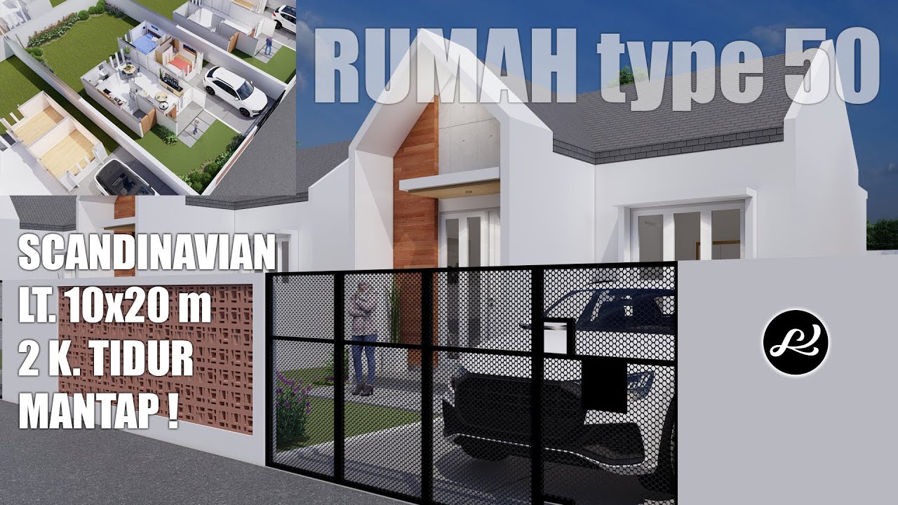 desain rumah 50m2 - 1 lantai 2 kamar tidur - YouTube