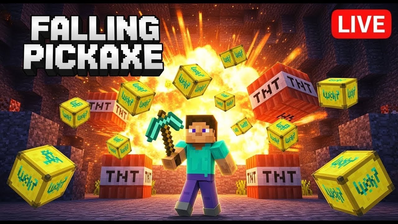 Minecraft but 😱 falling pickaxe tnt #shorts - YouTube