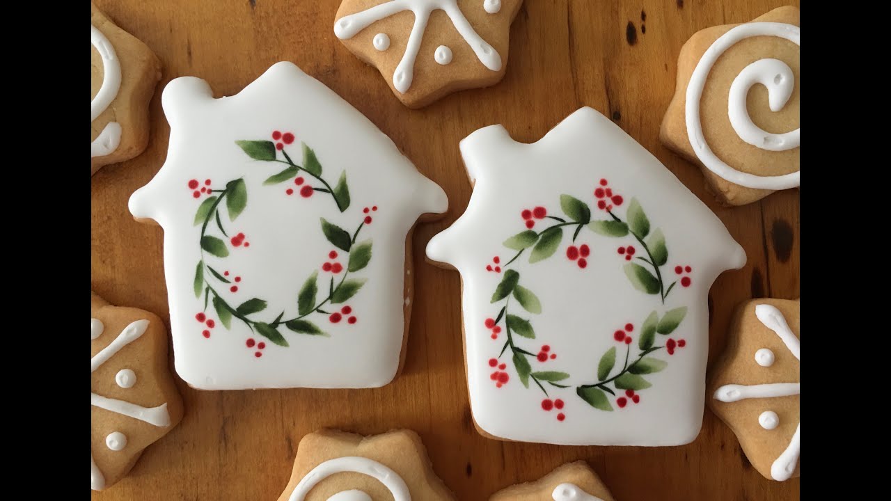 House Cookie. Christmas House Cookie with Wreath. Easy To Do! - YouTube