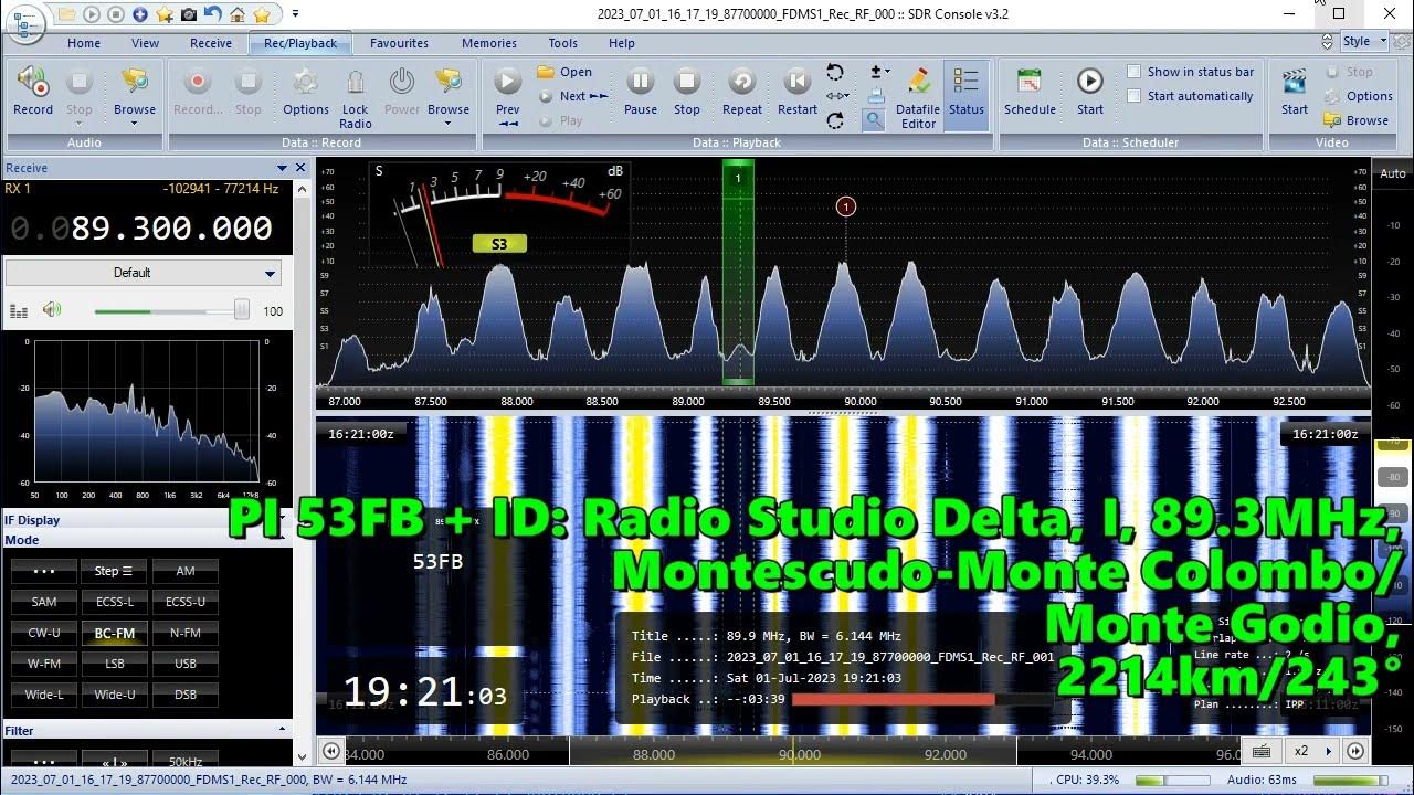 01.07.2023 16:20UTC, [Es], Radio Studio Delta, I, 89.3MHz, 2214km - YouTube