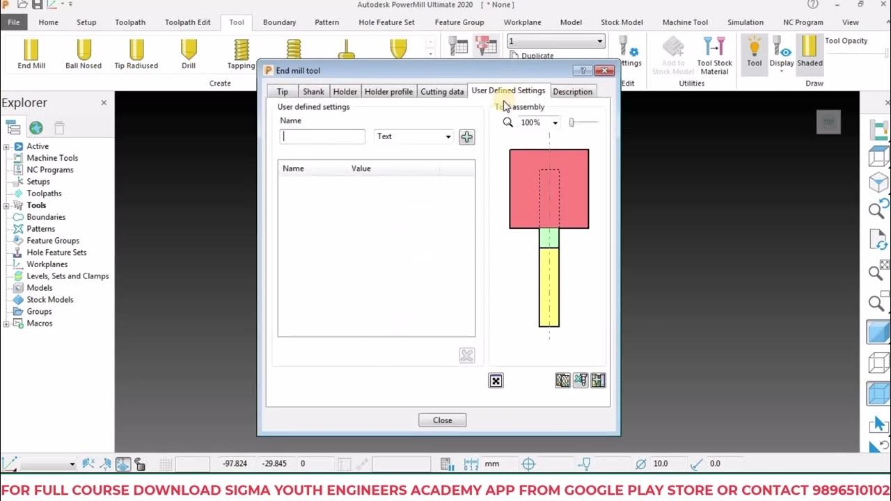TOOL AND TOOL DATABASE OF POWERMILL 2020 - YouTube