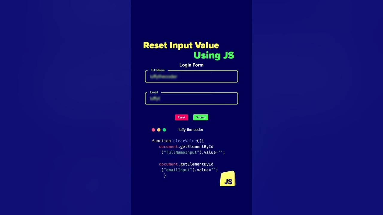 How To Reset Input Form Using Javascript To Blank The Form Input Css Sqlquestions Coding