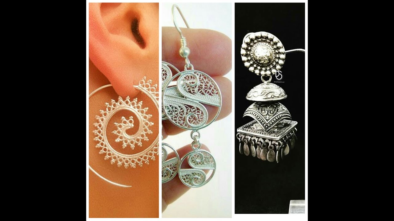 Silver Earrings Designs collection - YouTube