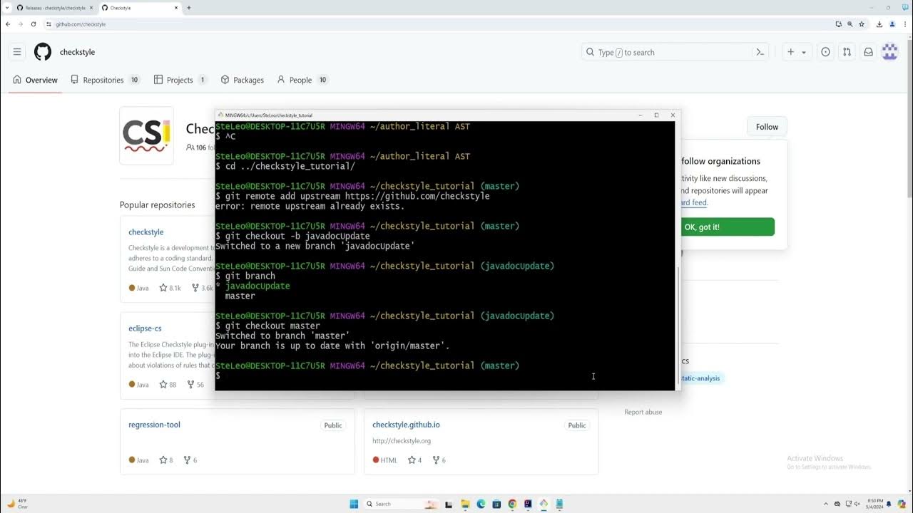 3.2 Creating Pull Request for Checkstyle - working with terminal commands - YouTube